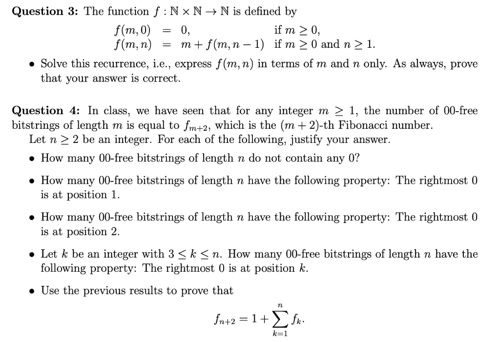 Solved Question 3: The function f N x N-N is defined by if m | Chegg.com