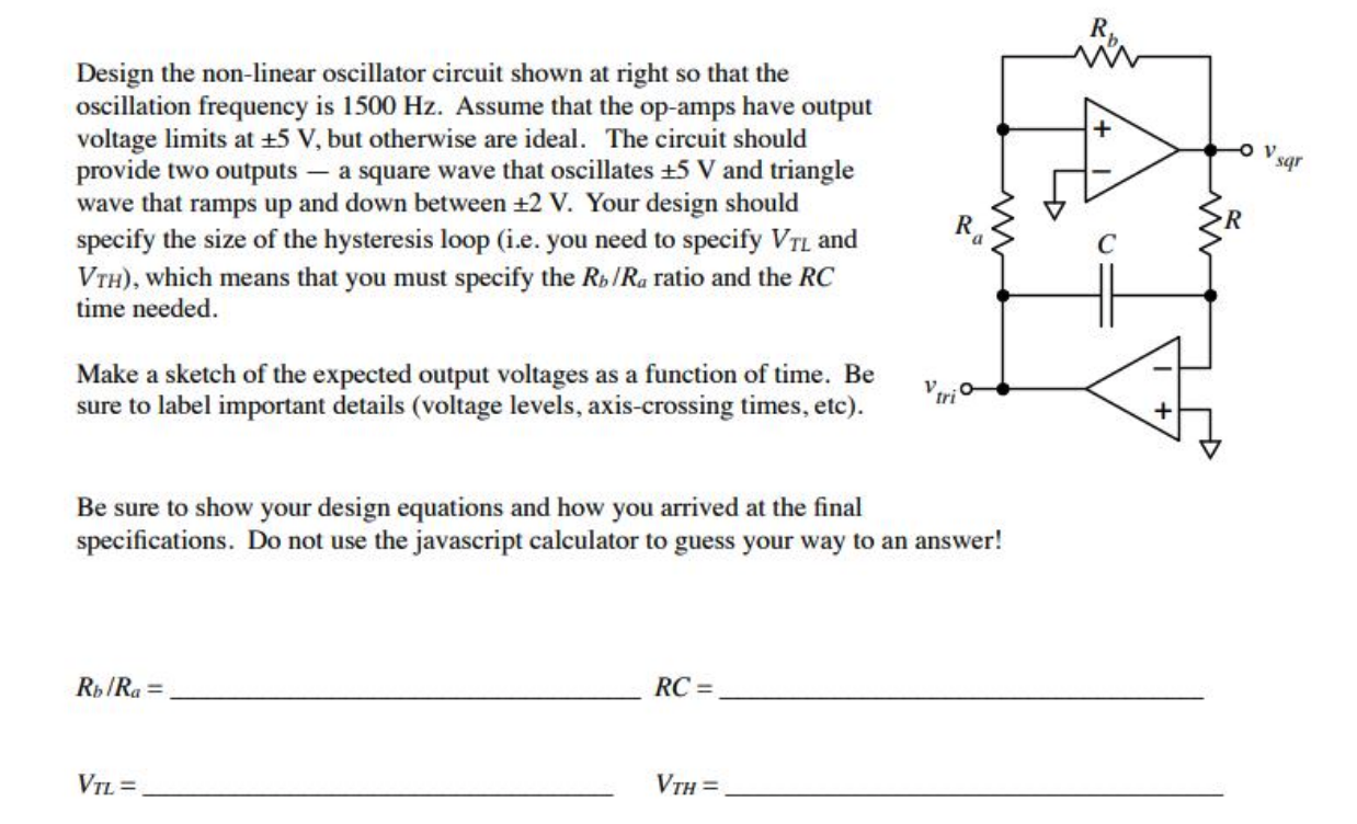 Solved bo vsar Design the non-linear oscillator circuit | Chegg.com