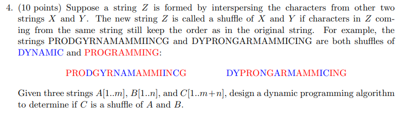 Solved 4. (10 points) Suppose a string Z is formed by | Chegg.com