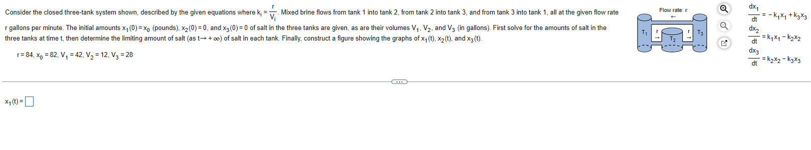 [Solved]: Consider the closed three-tank system shown, desc