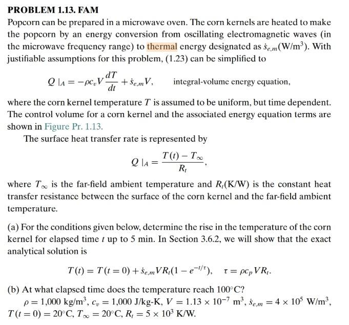 Solved PROBLEM 1.13. FAM Popcorn can be prepared in a | Chegg.com