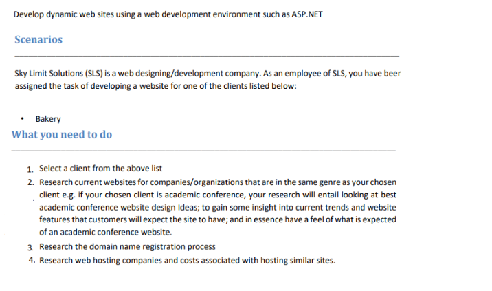 Develop dynamic web sites using a web development | Chegg.com