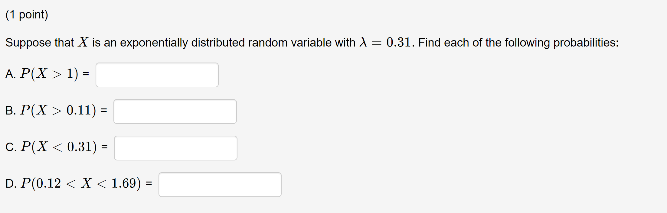 Solved (1 point) Suppose that X is an exponentially | Chegg.com