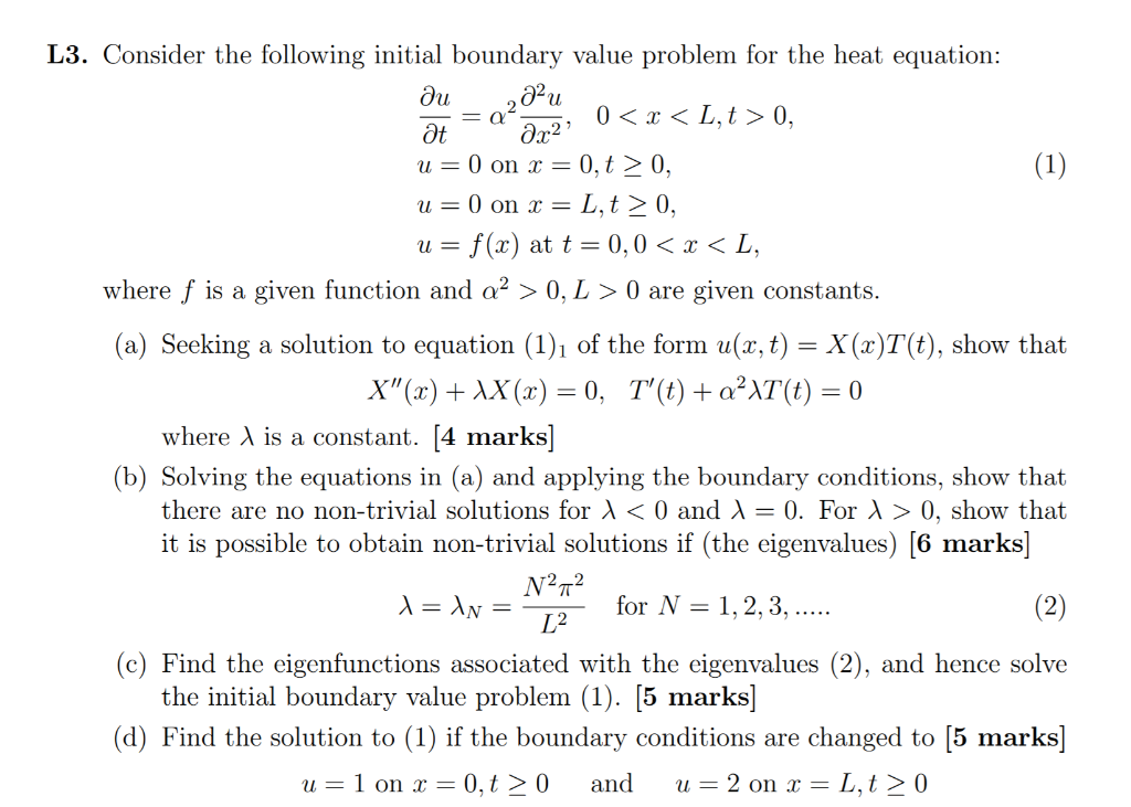 Solved L3. Consider the following initial boundary value | Chegg.com