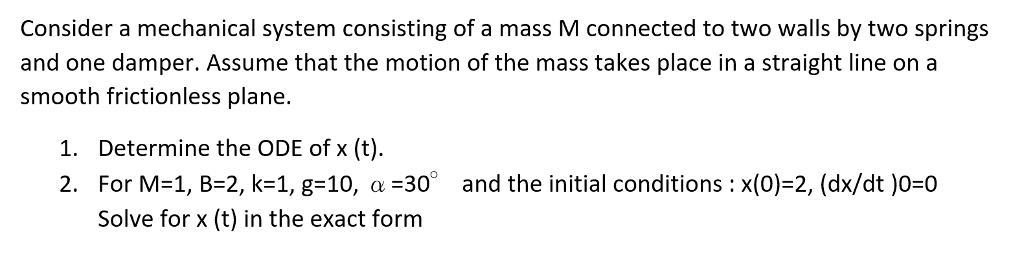 Solved Consider a mechanical system consisting of a mass M | Chegg.com