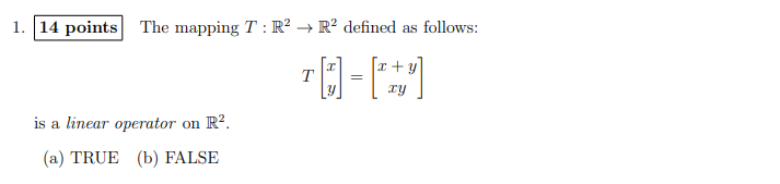 Solved 1. 14 points The mapping T : R2 + R2 defined as | Chegg.com
