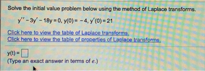 Solved Solve the initial value problem below using the | Chegg.com