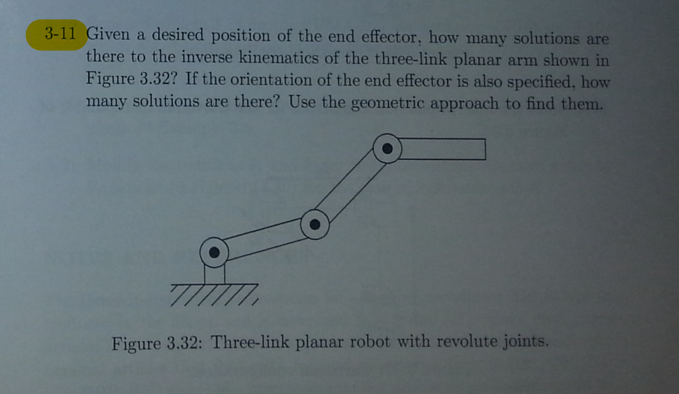 Solved 3-11 Given a desired position of the end effector, | Chegg.com