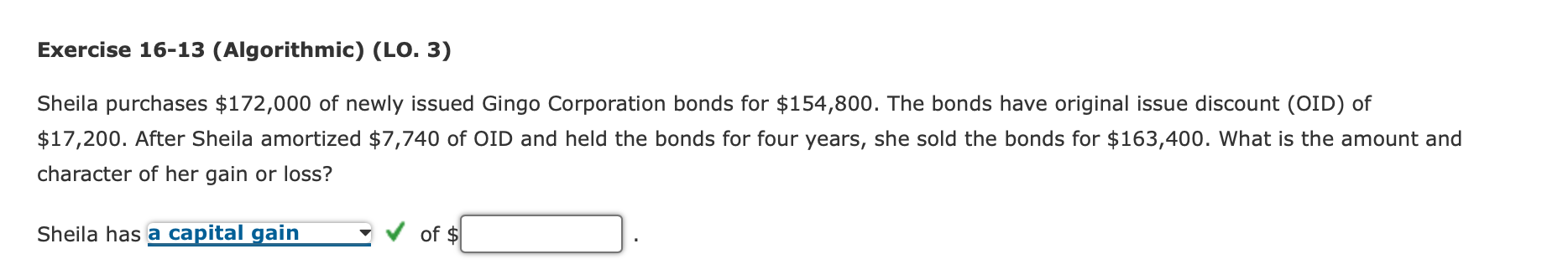 Solved Exercise 16-13 (Algorithmic) (LO. 3) Sheila purchases | Chegg.com