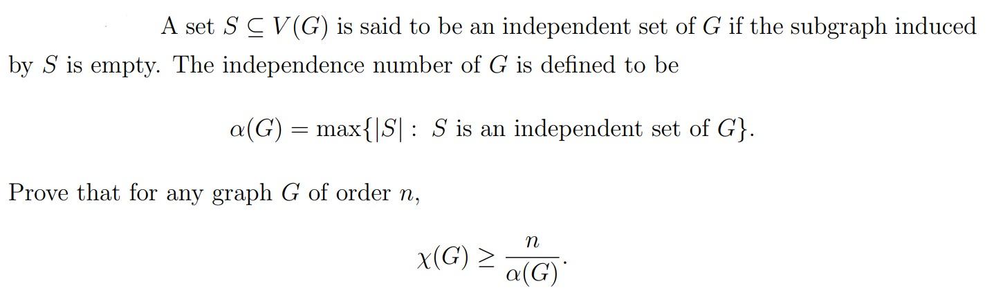 Solved Definition A vertex-colouring of a graph G=(V,E) is a | Chegg.com