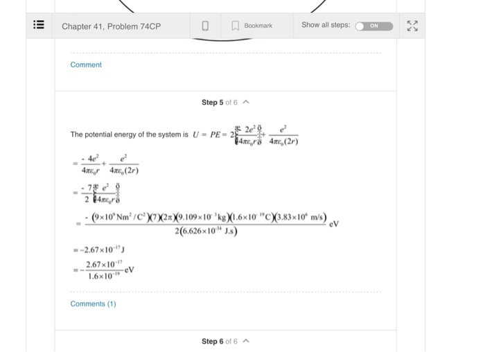 Solved question c what’s e^2/ (4pi epsilon 2r) for?pls | Chegg.com