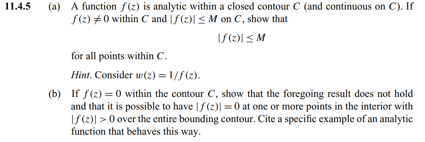 Solved 11.4.5 (a) A function f(z) is analytic within a | Chegg.com