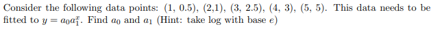 Solved Consider the following data points: | Chegg.com