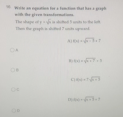 Solved 16. Write an equation for a function that has a graph | Chegg.com