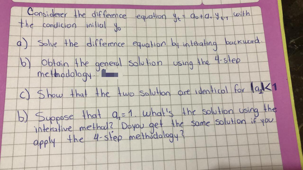 Solved the 4-step Considerer the difference equation gez | Chegg.com