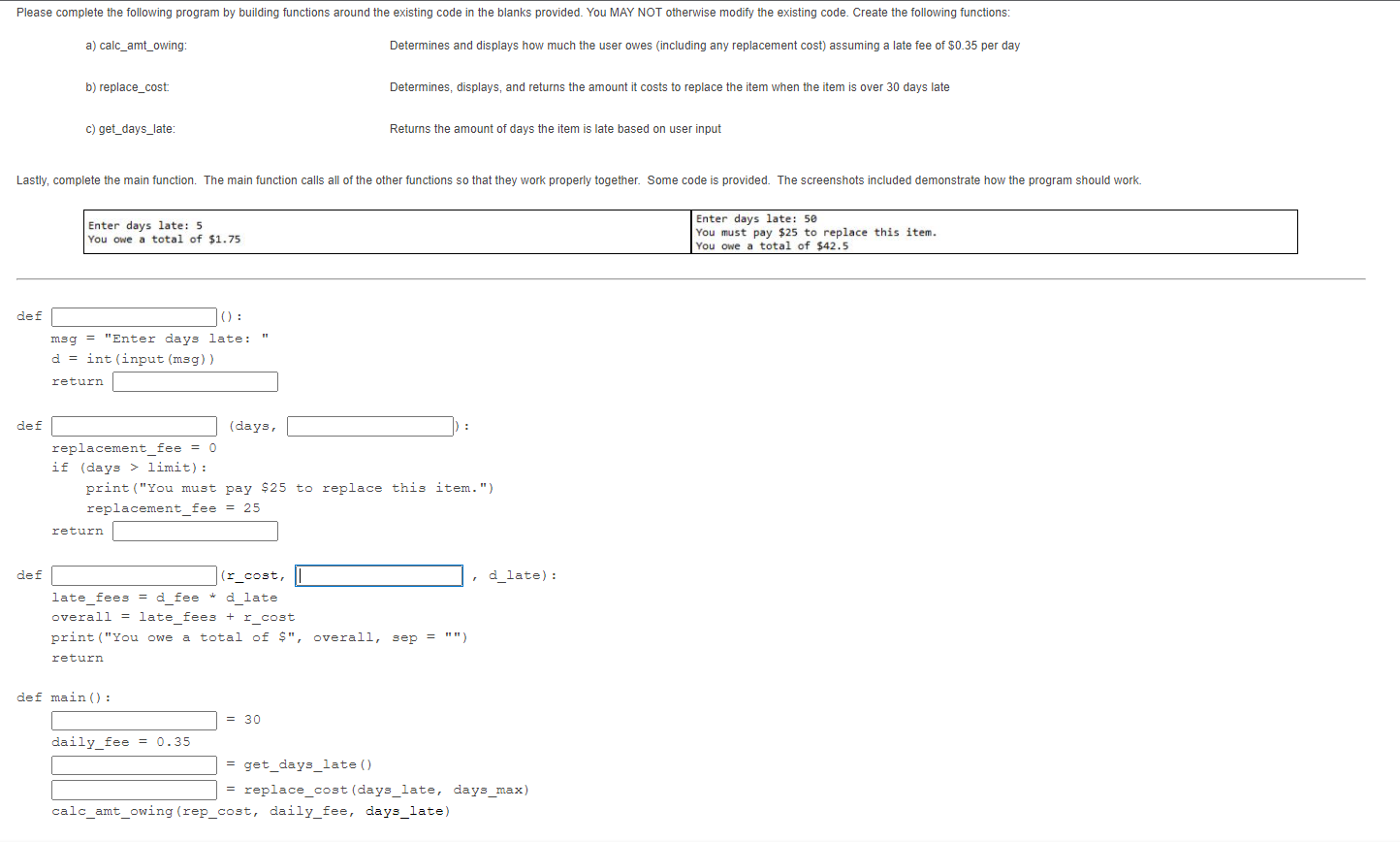 Solved Please complete the following program by building | Chegg.com