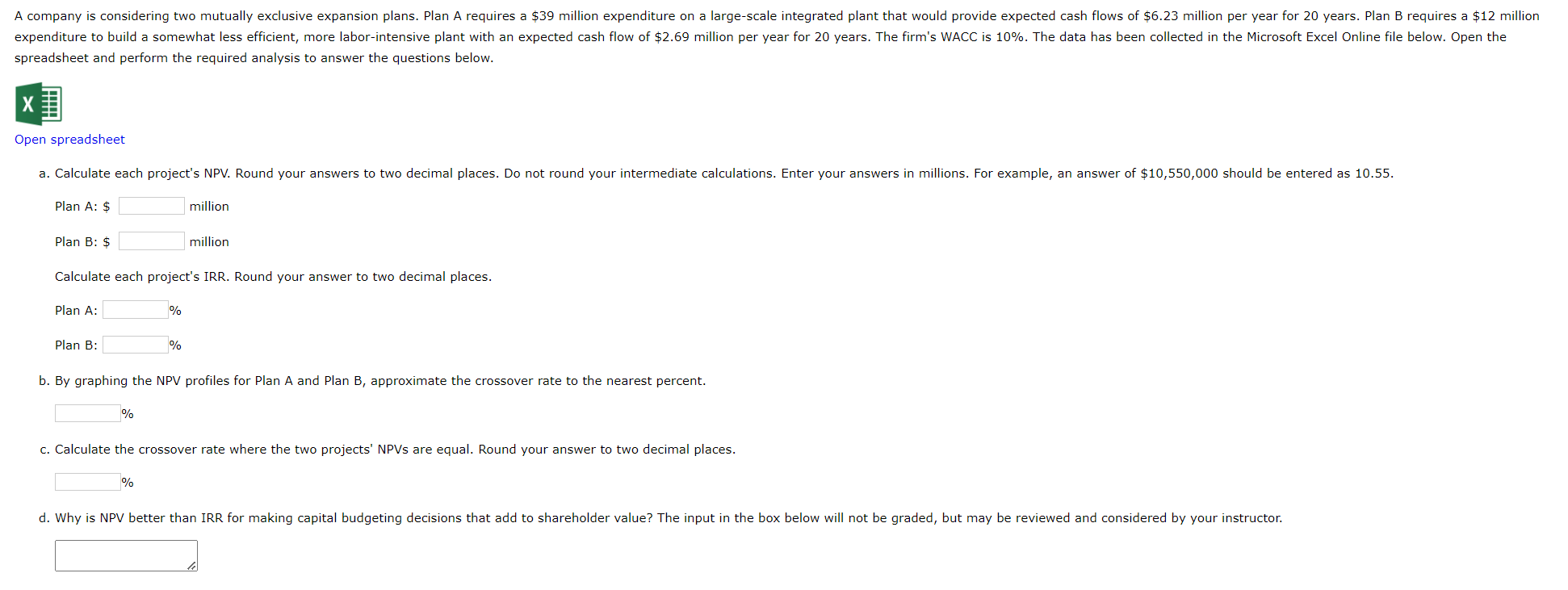 Solved spreadsheet and perform the required analysis to | Chegg.com
