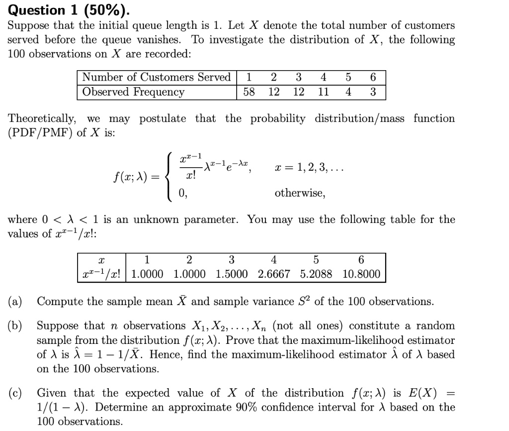 Solved Question 1 (50\%). Suppose that the initial queue | Chegg.com