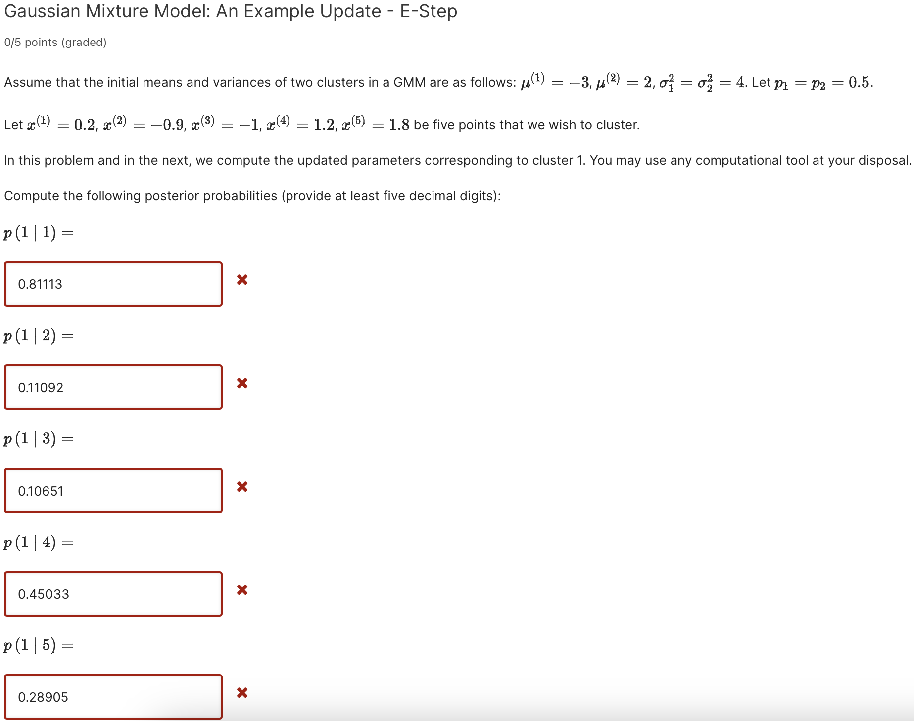 Solved 0/5 points (graded) Assume that the initial means and | Chegg.com