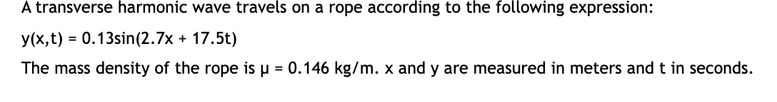 Solved A transverse harmonic wave travels on a rope | Chegg.com