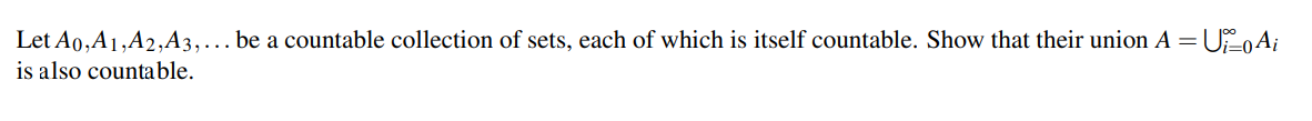 Solved Let A0,A1,A2,A3,... be a countable collection of | Chegg.com