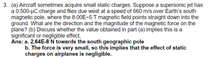 Solved (a) Aircraft sometimes acquire small static charges. | Chegg.com