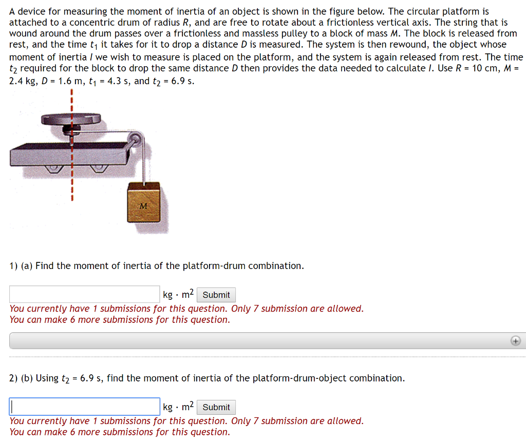 Solved A device for measuring the moment of inertia of an | Chegg.com