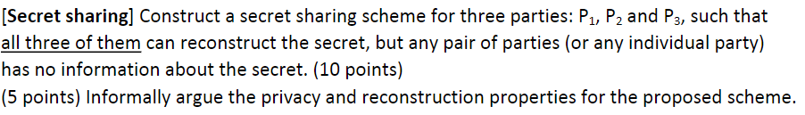Solved [Secret sharing) Construct a secret sharing scheme | Chegg.com