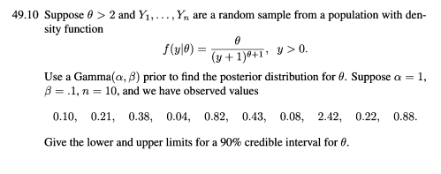 Solved 9.10 Suppose θ>2 and Y1,…,Yn are a random sample from | Chegg.com