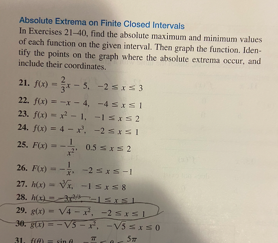Solved Absolute Extrema on Finite Closed Intervals In | Chegg.com
