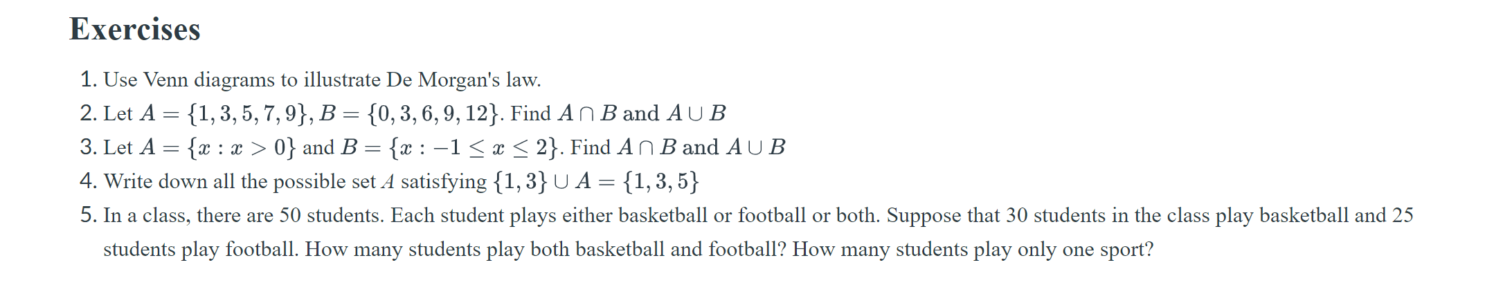 Solved Help please!! Show Work!! ExercisesUse Venn diagrams | Chegg.com