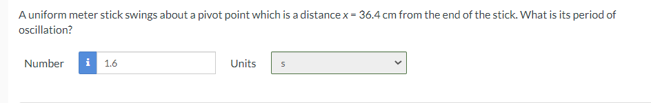 Solved A uniform meter stick swings about a pivot point | Chegg.com