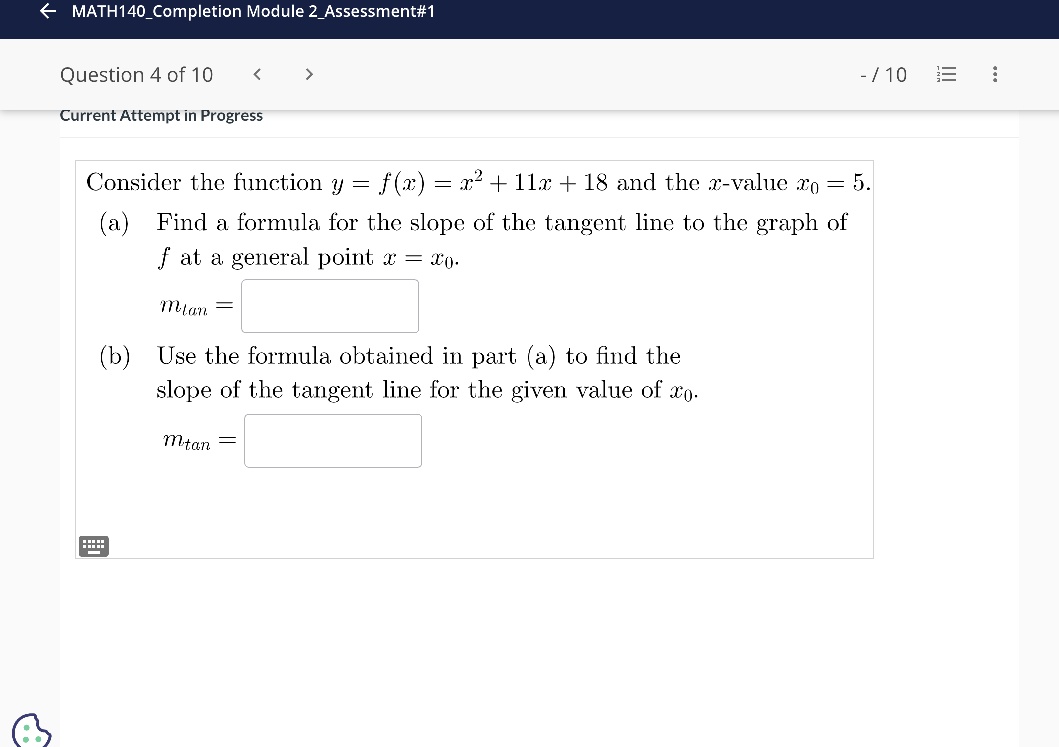 Solved Consider the function y=f(x)=x2+11x+18 and the | Chegg.com