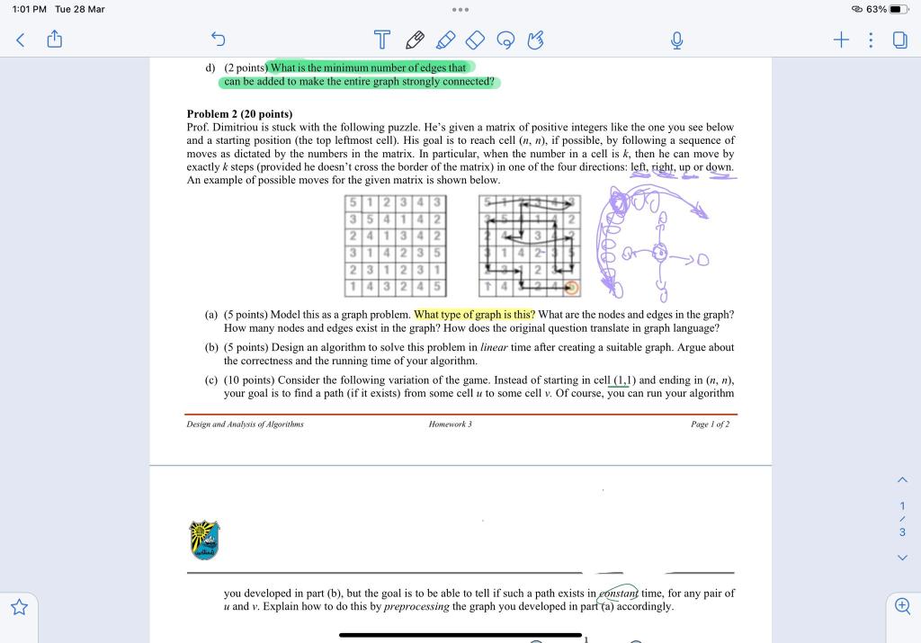 Solved d) (2 points) What is the minimum number of edges | Chegg.com