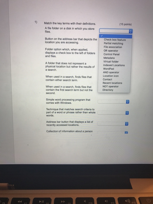 Solved 1) Match the key terms with their definitions. (15 | Chegg.com