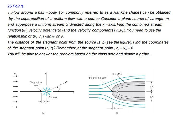 Solved 25 Points 3. Flow around a half - body (or commonly | Chegg.com