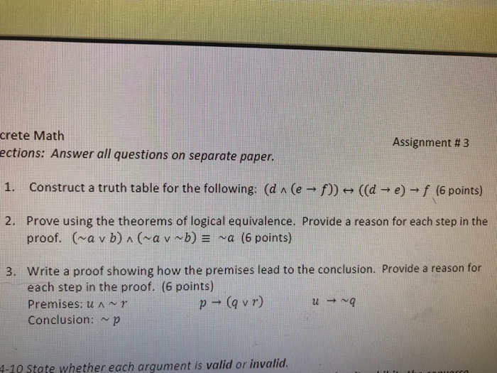 Solved crete Math Assignment # 3 ections: Answer all | Chegg.com
