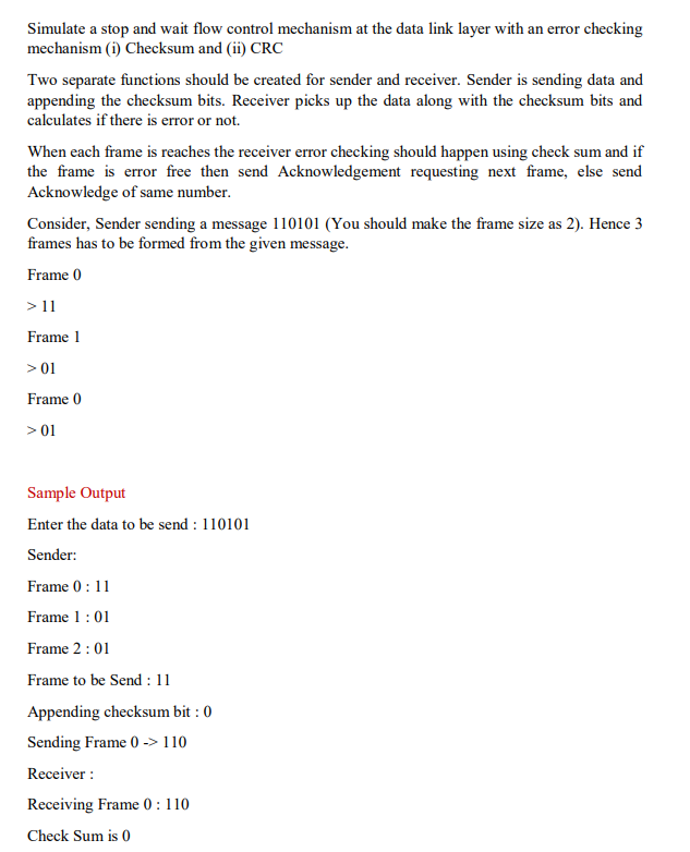Solved Simulate a stop and wait flow control mechanism at | Chegg.com