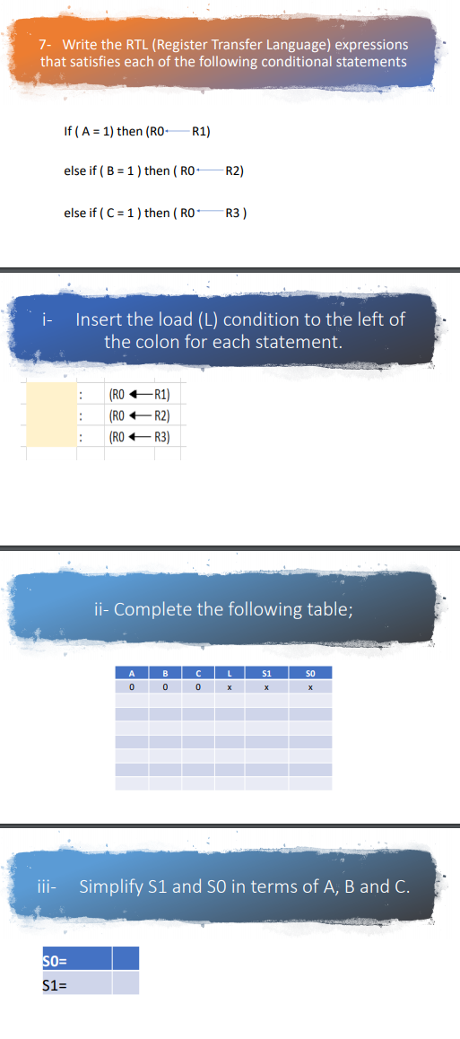 Solved 7- Write the RTL (Register Transfer Language) | Chegg.com