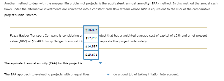 Solved Equivalent annual annuities Another method to deal | Chegg.com
