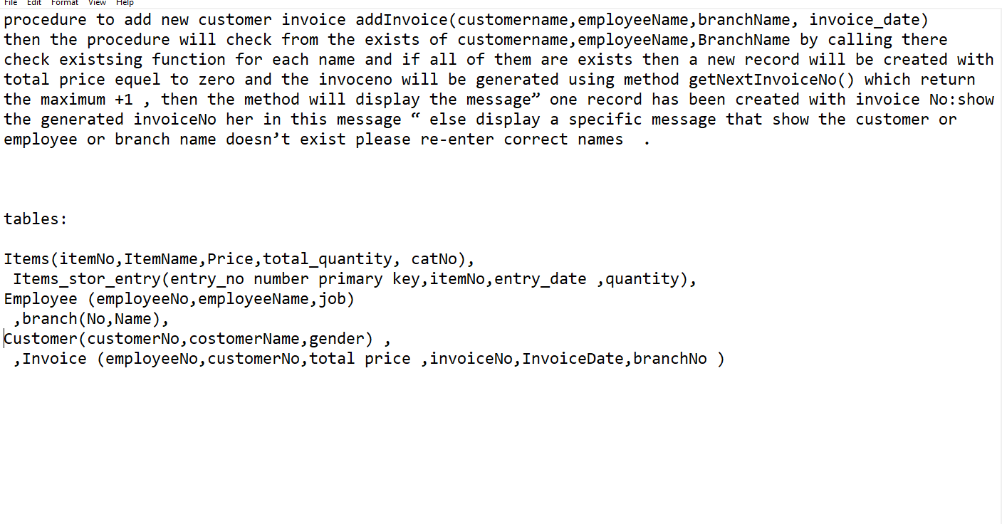 Solved procedure to add new customer invoice | Chegg.com