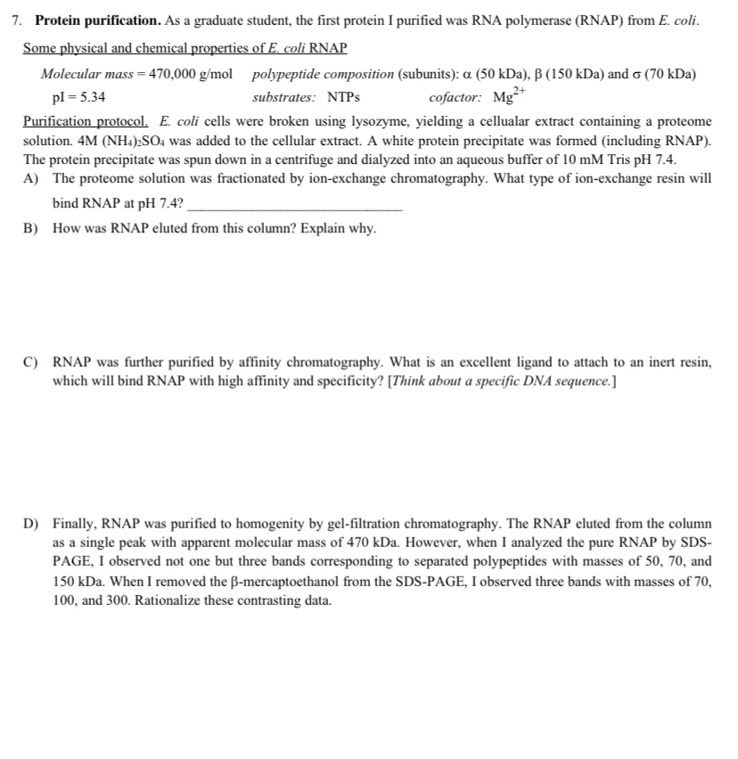 Solved 7 Protein Purification As A Graduate Student The Chegg solved-7-protein-purification-as-a-graduate-student-the-chegg