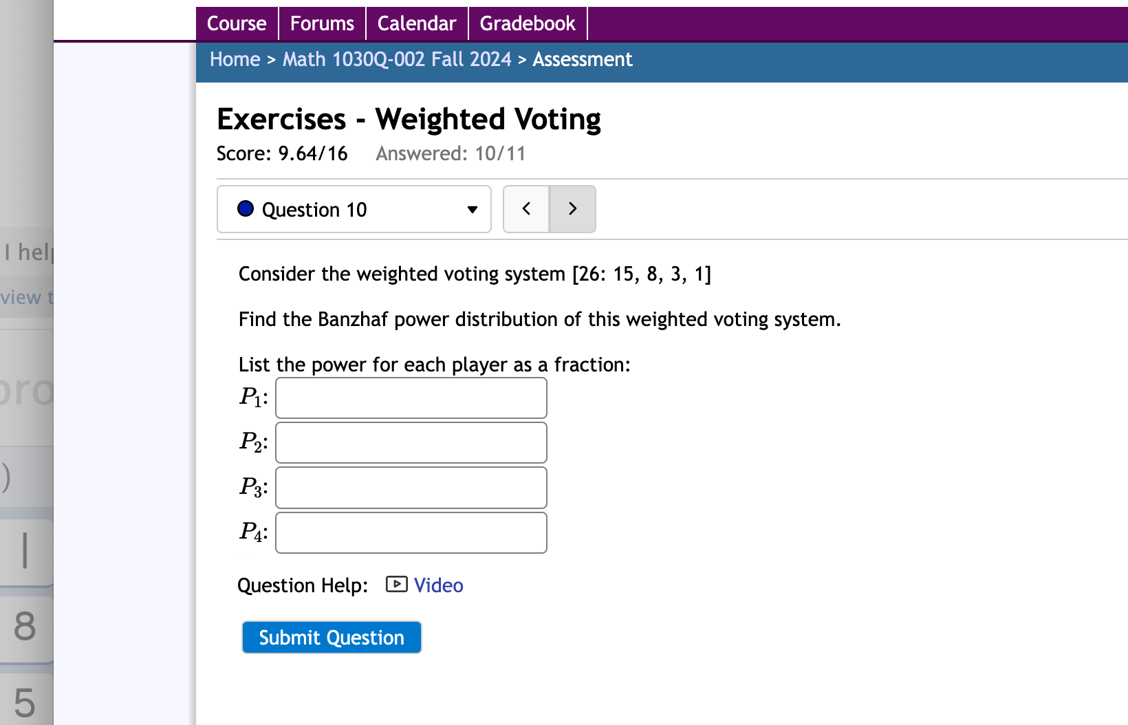 Solved Consider the weighted voting system [26: | Chegg.com