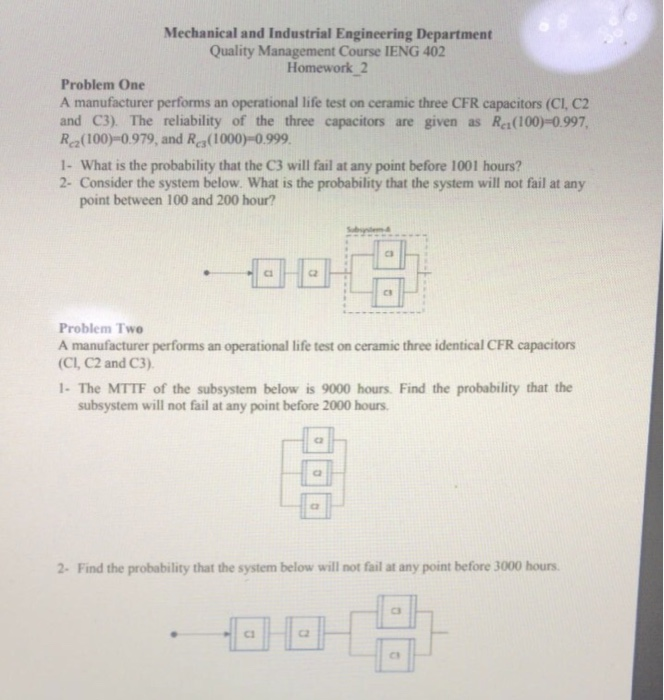 Mechanical and Industrial Engineering Department | Chegg.com