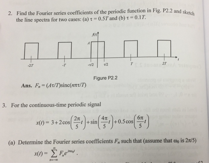 Solved Find the Fourier series coefficients of the periodic | Chegg.com