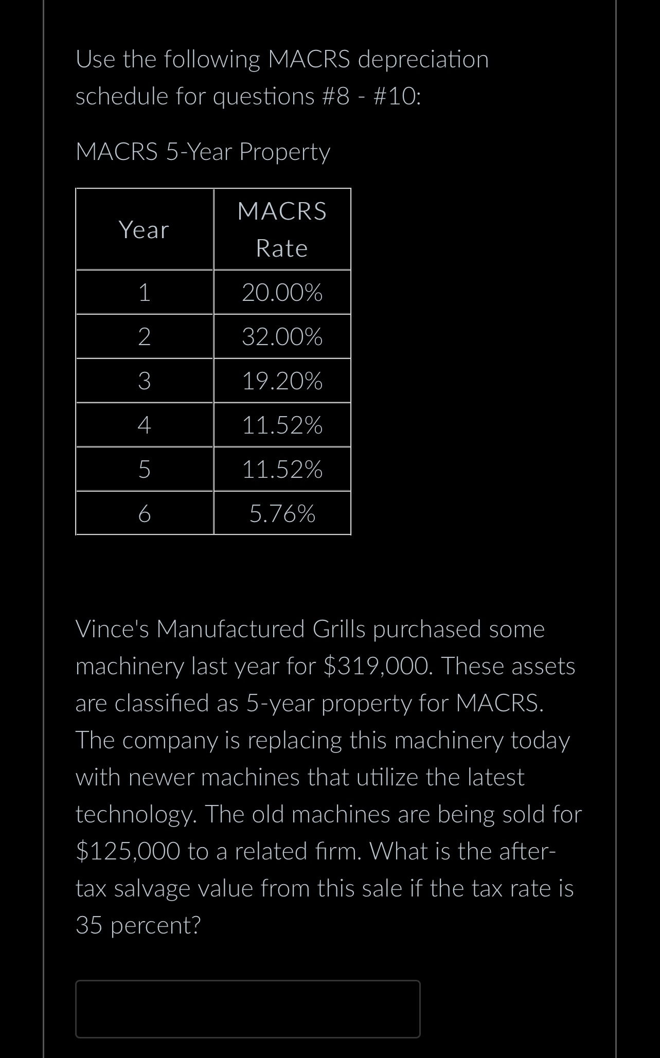 Solved Use the following MACRS depreciation schedule for | Chegg.com