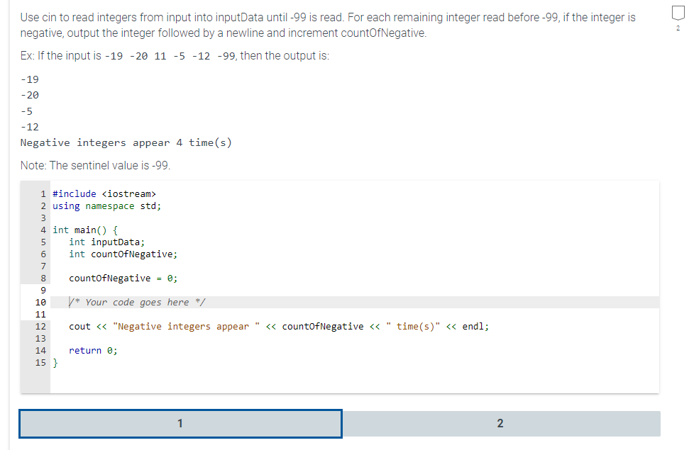 Solved Use cin to read integers from input into inputData | Chegg.com