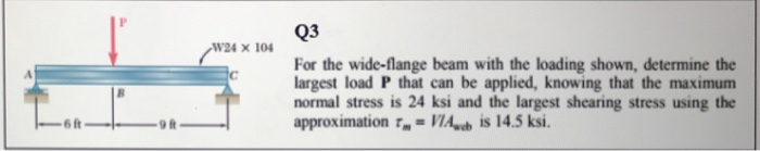 Solved Q3 W24 × 104 For the wide-flange beam with the | Chegg.com