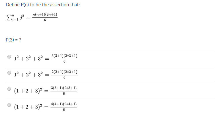 Solved Define P(n) to be the assertion that: 2-1 j n 2n(n+1) | Chegg.com