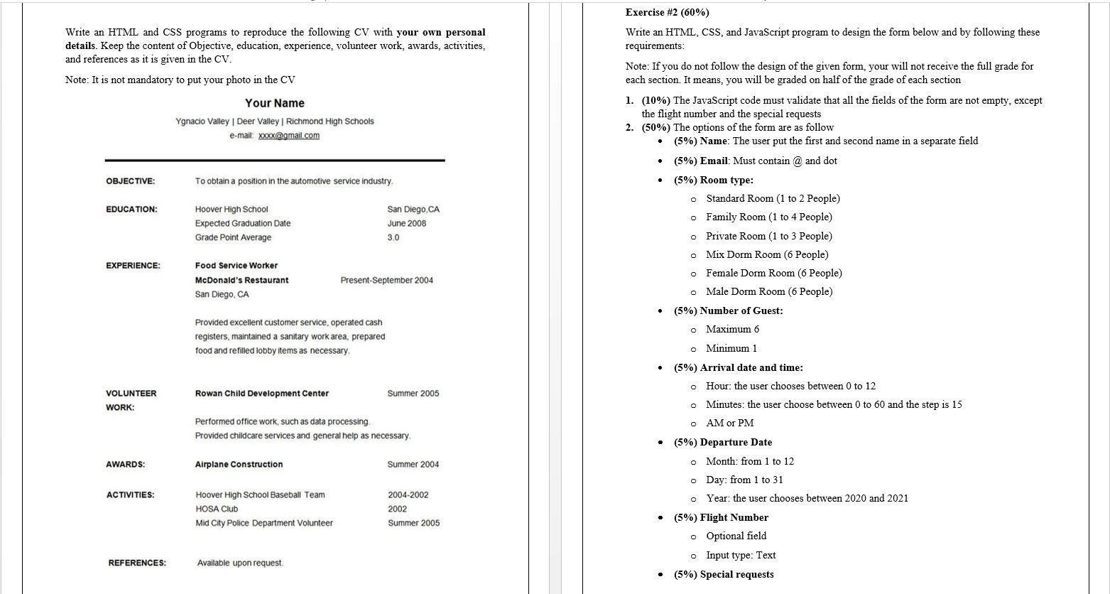 Write an HTML and CSS programs to reproduce the | Chegg.com